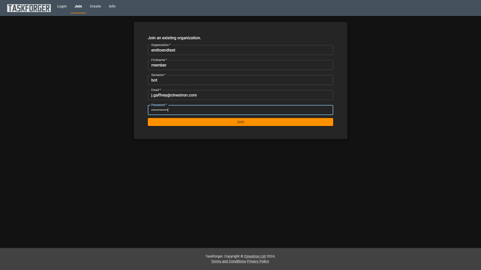 Join a Organization | Taskforger